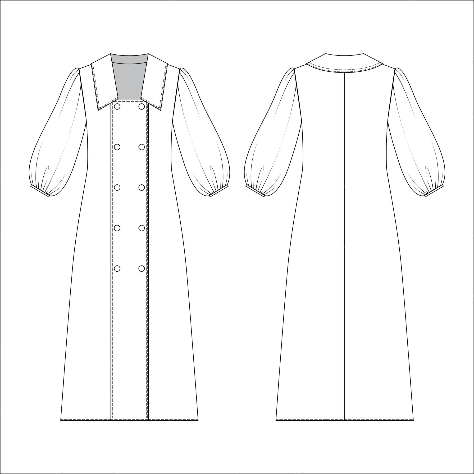 Premium Vector Sailor Dress With Puff Sleeve Flat Sketch