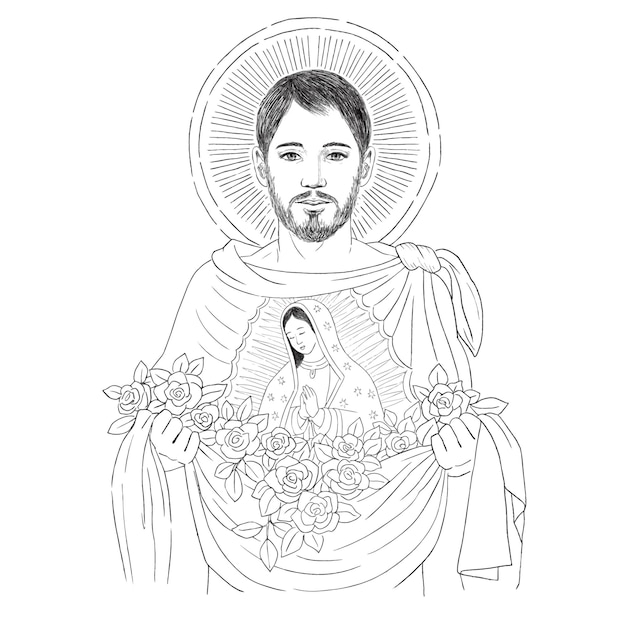 Premium Vector | Saint Juan Diego Revealing Guadalupe image on his ayate Premium Vector | Saint Juan Diego Revealing Guadalupe image on his ayate