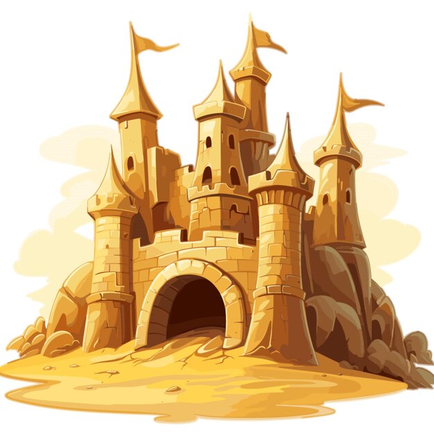 Premium Vector | Sandcastle vector on white background Premium Vector | Sandcastle vector on white background