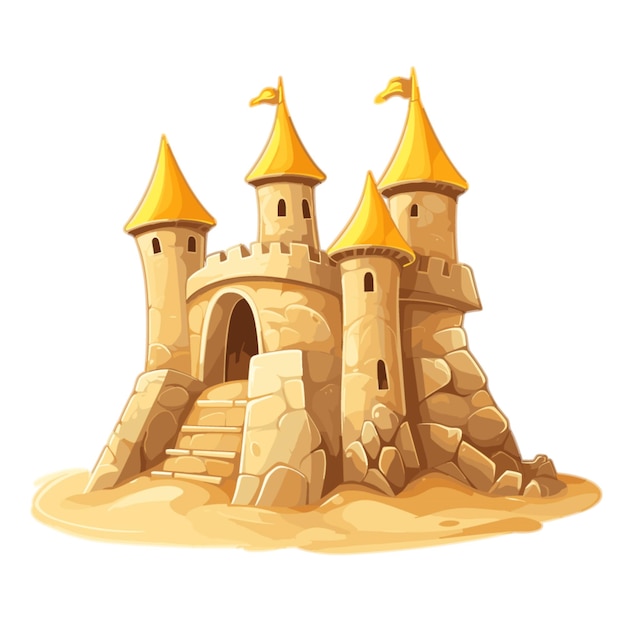 Premium Vector | Sandcastle vector on white background Premium Vector | Sandcastle vector on white background
