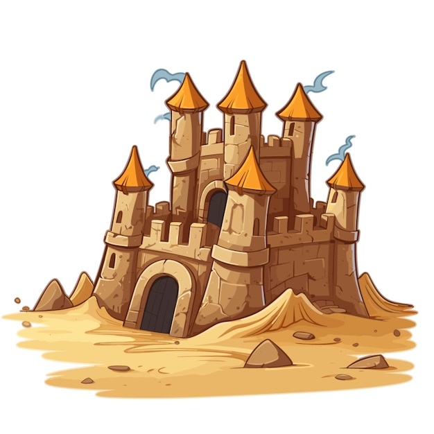 Premium Vector | Sandcastle vector on white background Premium Vector | Sandcastle vector on white background