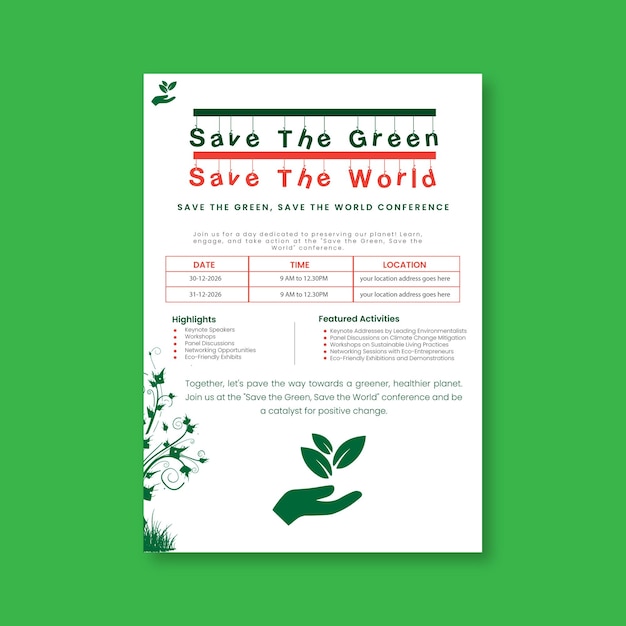 Premium Vector | Save the green Save the world Premium Vector | Save the green Save the world