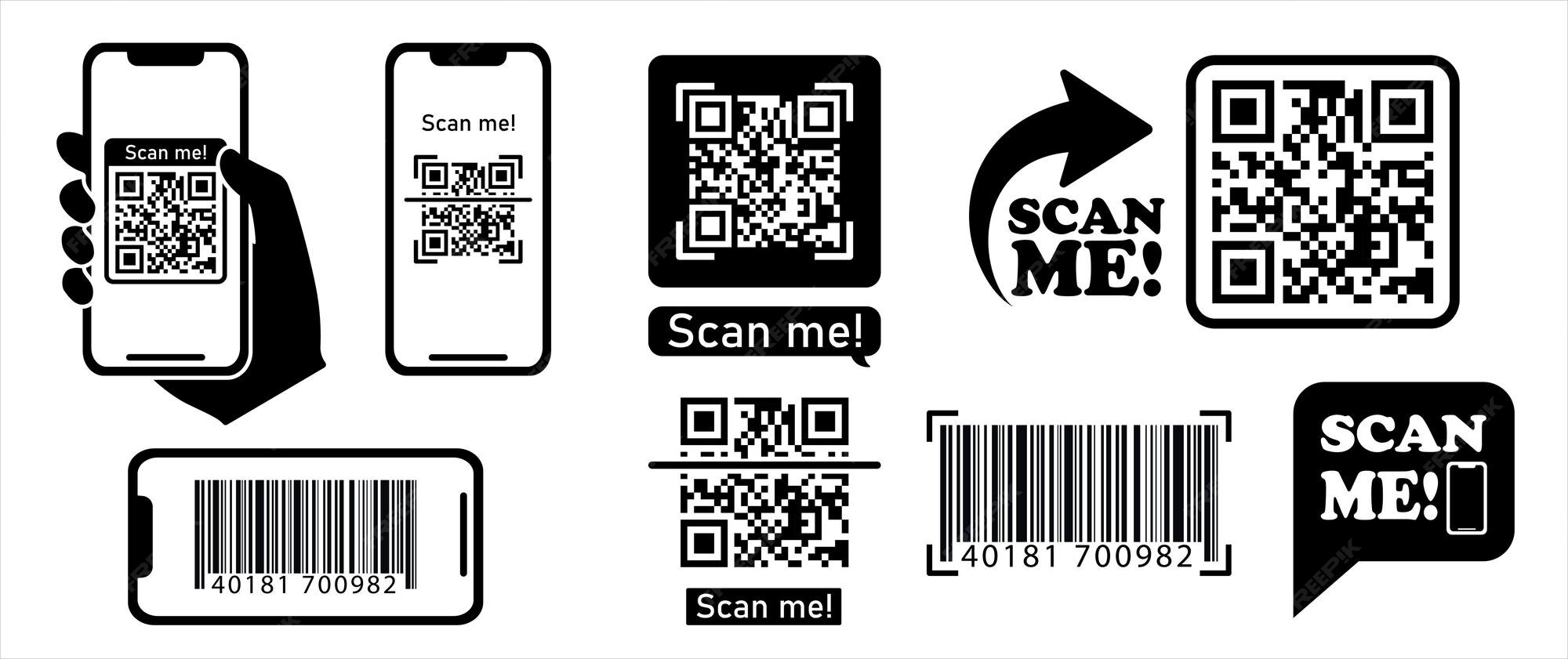 스마트폰 응답 코드 스캔에 대한 전화 Qr 코드 스캔 기본 단계가 있는 Qr 코드 플랫 아이콘 스캔 프리미엄 벡터
