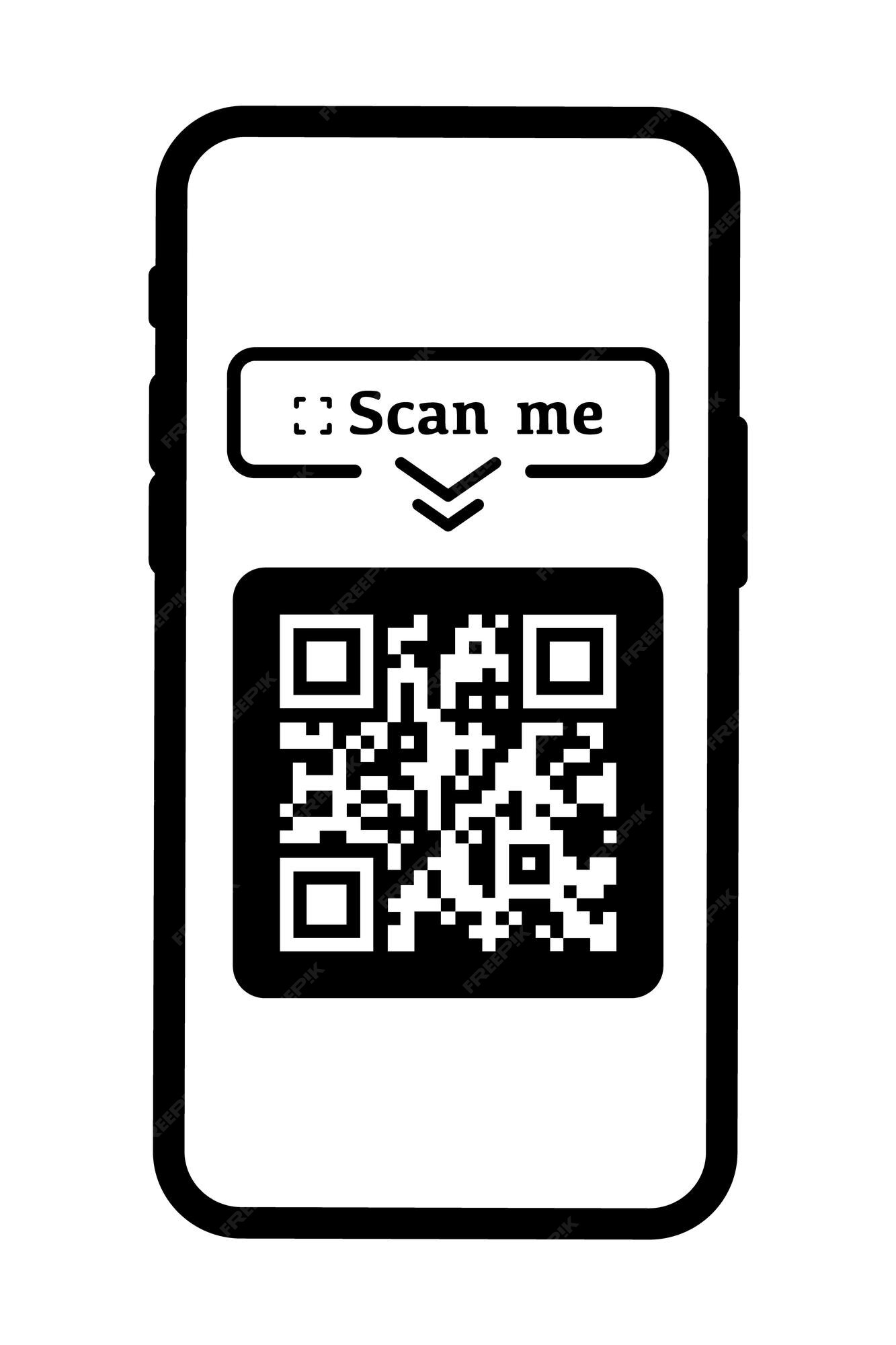 결제를 위해 Qr 코드를 스캔하세요 비문은 스마트폰 아이콘으로 나를 스캔합니다 웹 및 모바일 시스템 인터페이스용 앱 Qr 코드 스캔 벡터 일러스트 레이 션 프리미엄 벡터