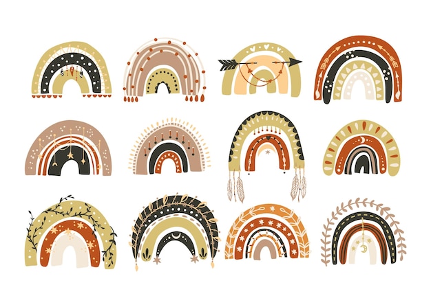 Premium Vector | Scandinavian boho vector rainbow set Premium Vector | Scandinavian boho vector rainbow set