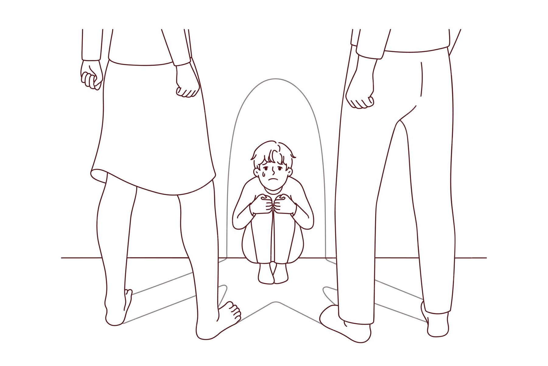 Premium Vector | Scared child terrified of violent parents Premium Vector | Scared child terrified of violent parents