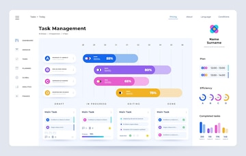 Premium Vector | Schedule app task manager ui template with project ...