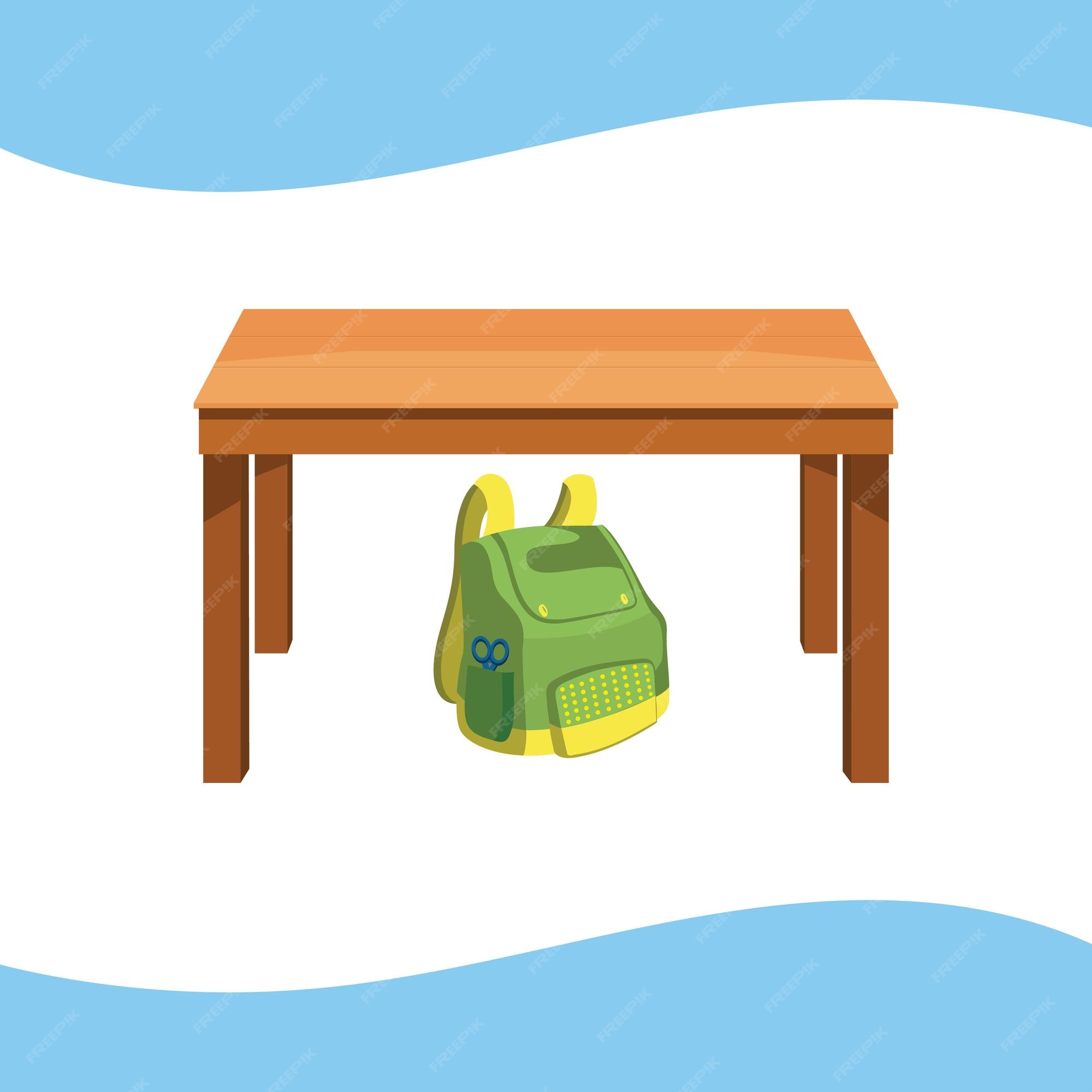테이블 벡터 아래 학교 가방 | 프리미엄 벡터 테이블 벡터 아래 학교 가방 | 프리미엄 벡터