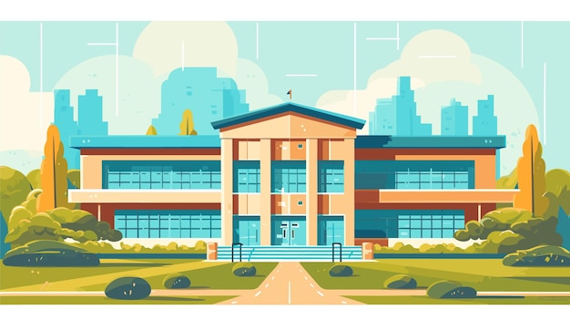 Premium Vector | School building drawing vector Premium Vector | School building drawing vector