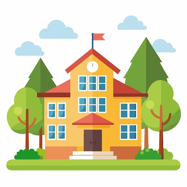 Premium Vector | School building Vector Illustration Premium Vector | School building Vector Illustration