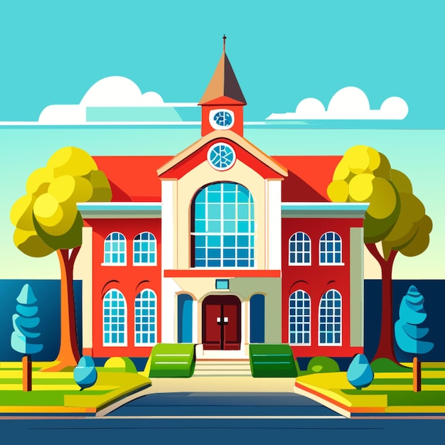 Premium Vector | School building vector illustration Premium Vector | School building vector illustration