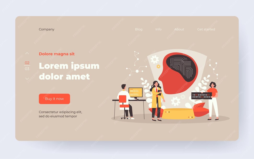 Premium Vector | Scientists creating artificial intelligence, writing ...