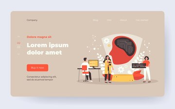 Premium Vector | Scientists creating artificial intelligence, writing ...