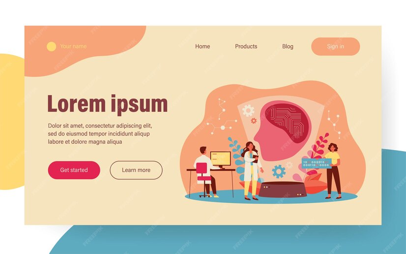 Premium Vector | Scientists creating artificial intelligence, writing ...