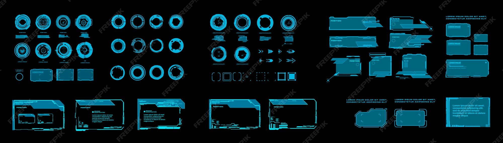 Scifi 디지털 인터페이스 요소 게임 Ui Ux Kit용 Hud 미래형 사용자 인터페이스 프레임 화면 콜아웃 제목 Fui 원