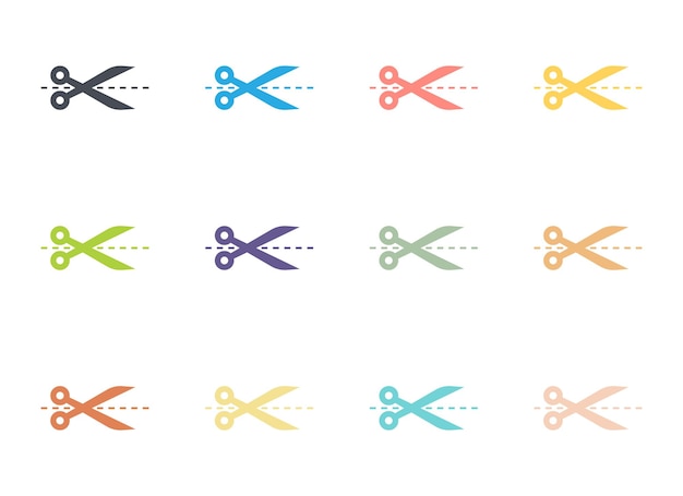 Premium Vector | Scissors icon in flat style vector illustration collection Premium Vector | Scissors icon in flat style vector illustration collection