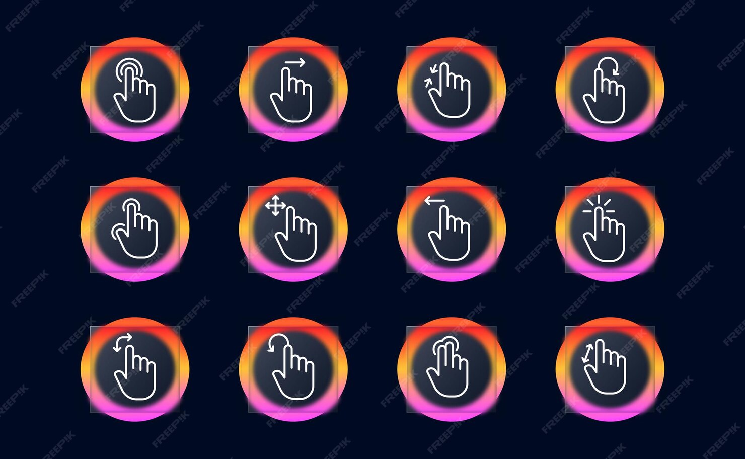 Premium Vector | Scrolling set icon click slide zoom zoom out sensor touchpad loading hourglass ...