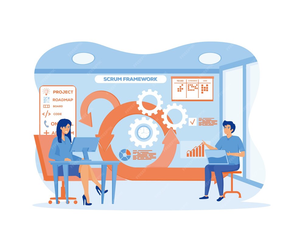 스크럼 프레임워크 소프트웨어 개발 방법론 Labeled Agile Software Development Scheme Concept 작업 스프린트 팀워크 설명 프로젝트