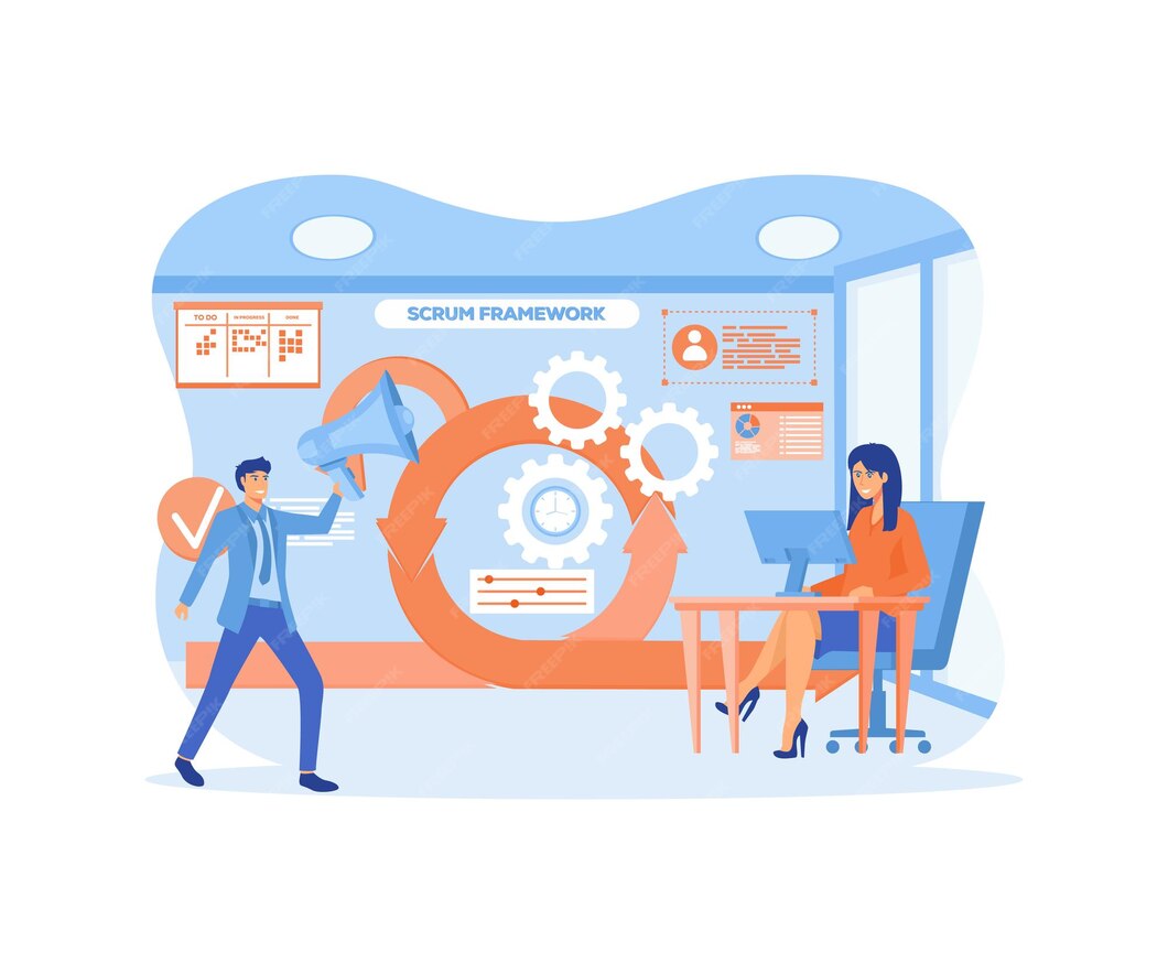 Premium Vector | Scrum framework Software development methodology Process diagram Labeled agile ...