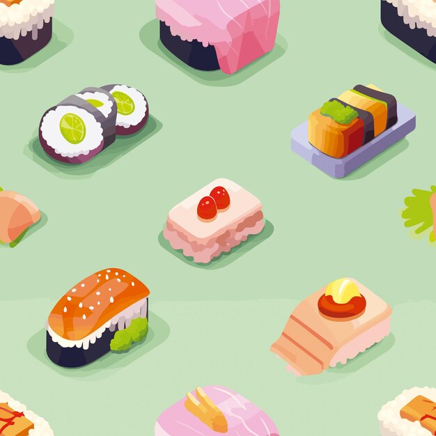 Premium Vector | Seamless Colorful Sushi Pattern Premium Vector | Seamless Colorful Sushi Pattern