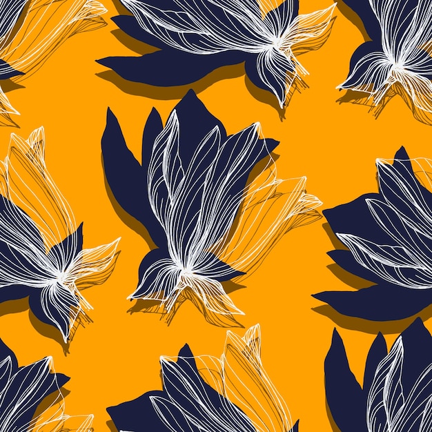 Premium Vector | Seamless Floral Pattern Magnolia Premium Vector | Seamless Floral Pattern Magnolia