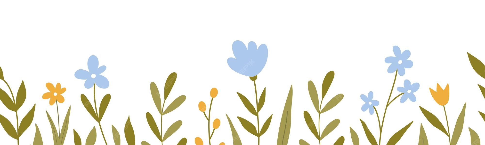 Premium Vector | Seamless horizontal border with cute flowers and ... Premium Vector | Seamless horizontal border with cute flowers and ...