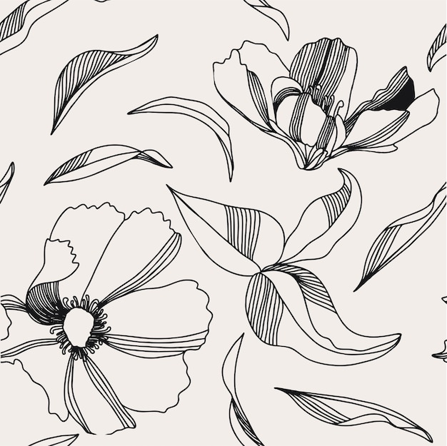 Premium Vector Seamless Pattern Beautiful Flower Vector