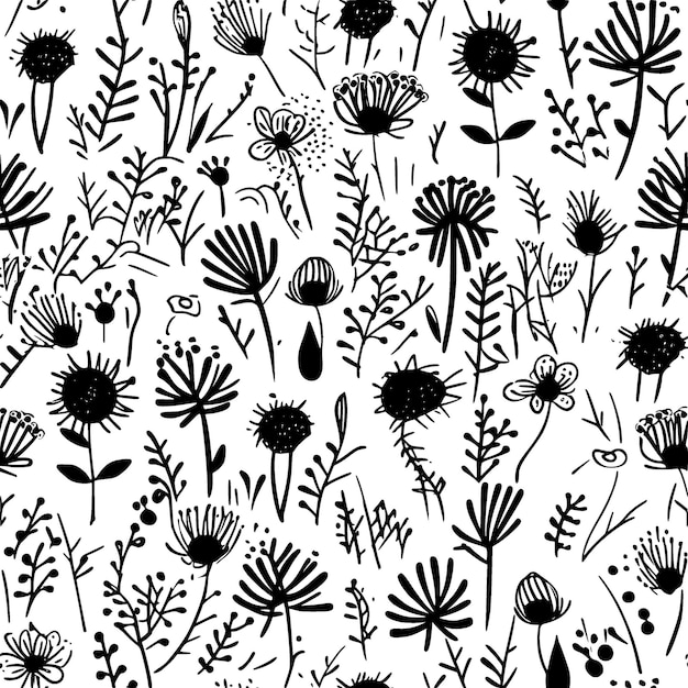Premium Vector Seamless Pattern Black And White Vector Illustration