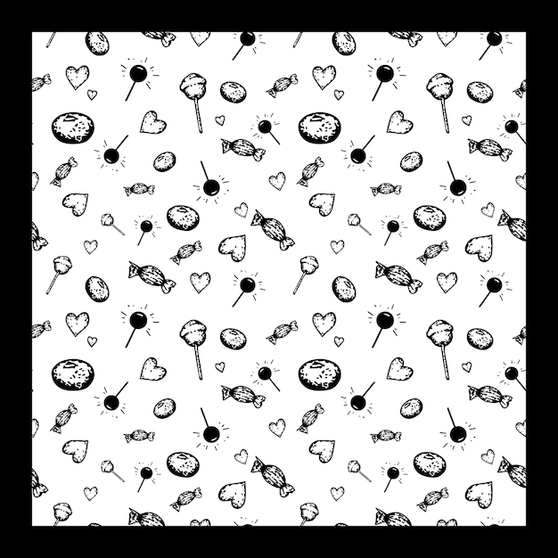 Premium Vector | Seamless pattern candy doodle hand draw style Premium Vector | Seamless pattern candy doodle hand draw style