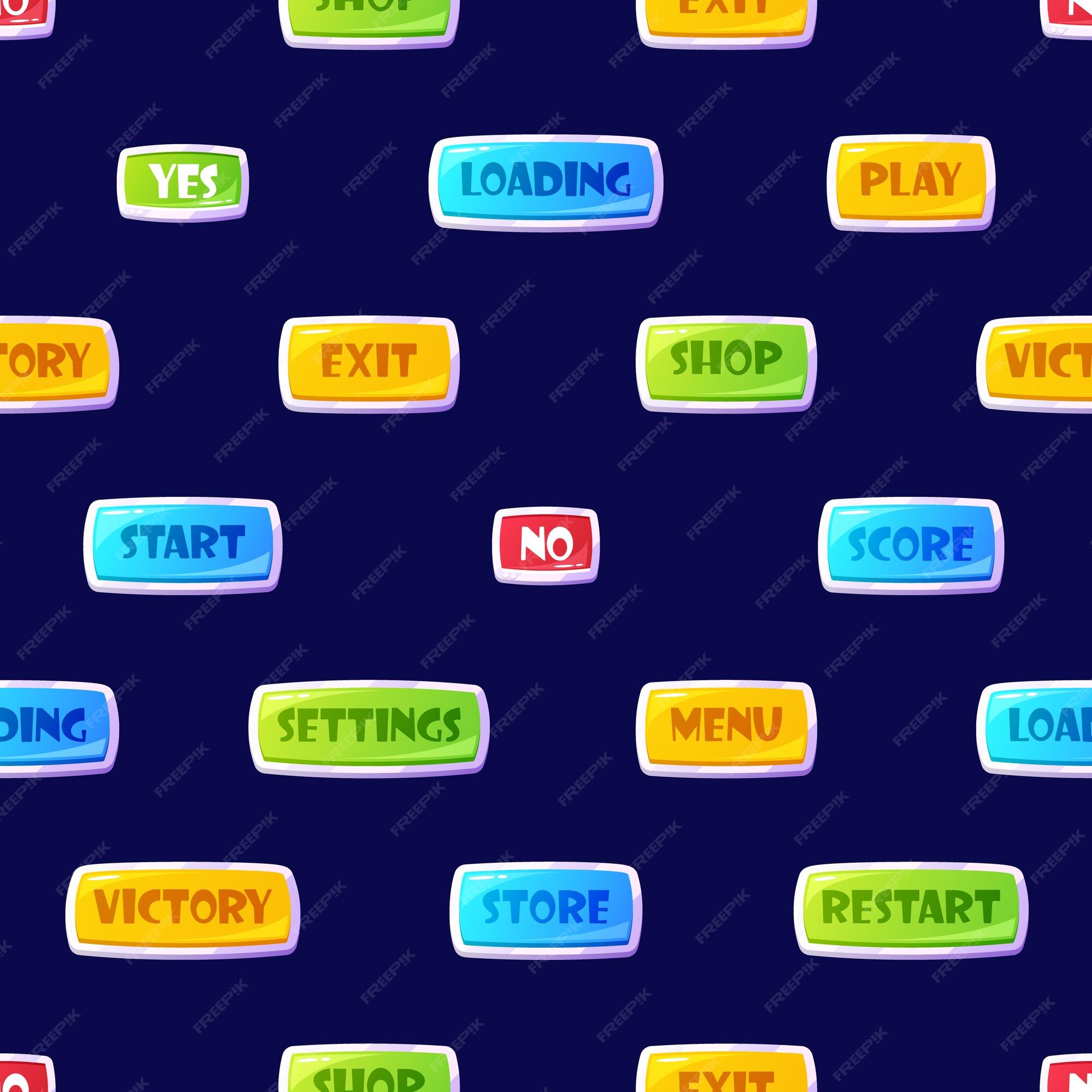 Premium Vector | Seamless pattern featuring colorful game menu buttons creating cohesive and ...
