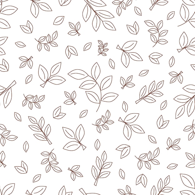 Premium Vector Seamless Pattern Of Leaf Outlines