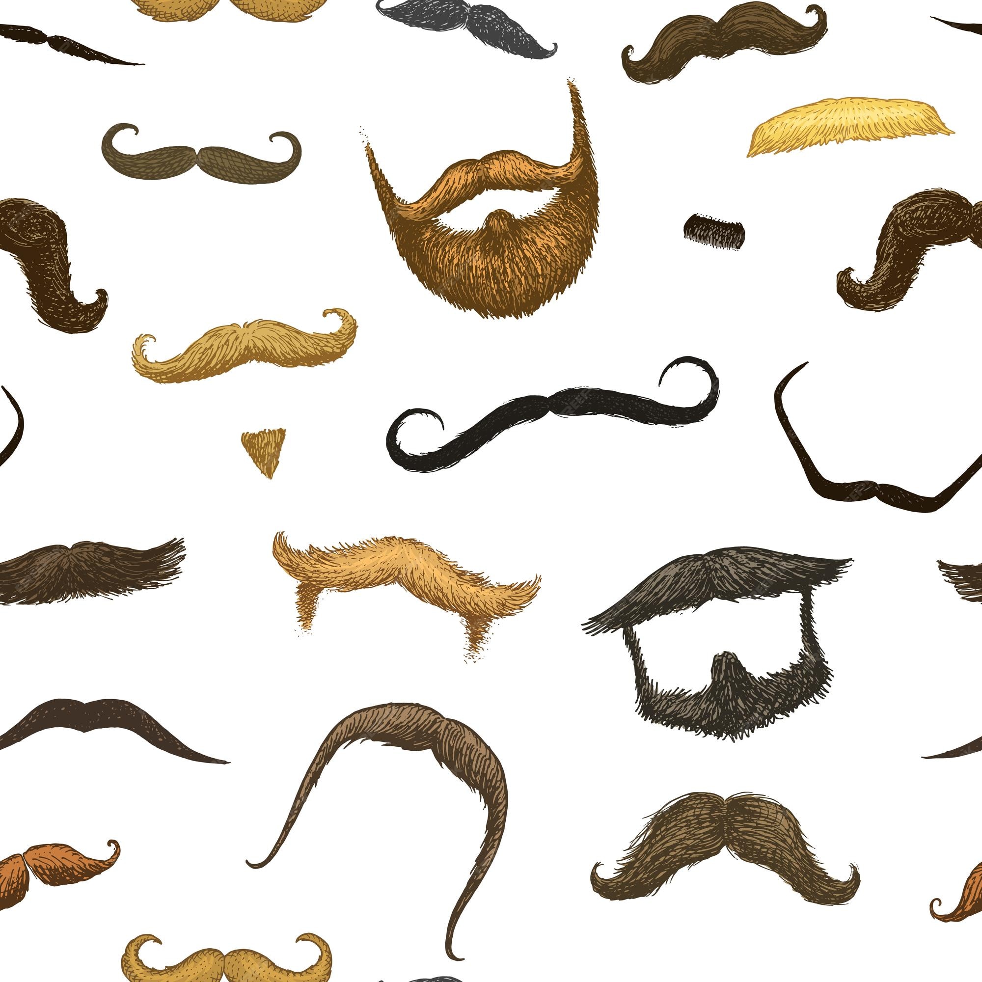 Premium Vector Seamless Pattern Mustache And Funny Beard Of Men Hipster And Retro Barber Or