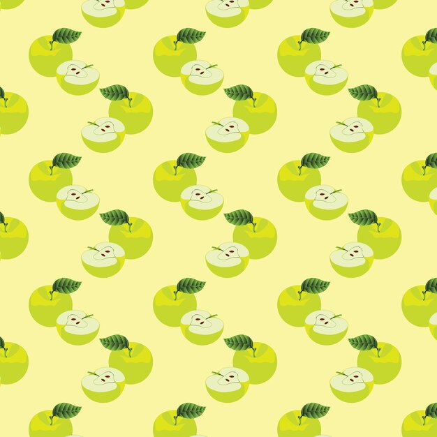 Premium Vector Seamless Pattern With Apples On The Green Background