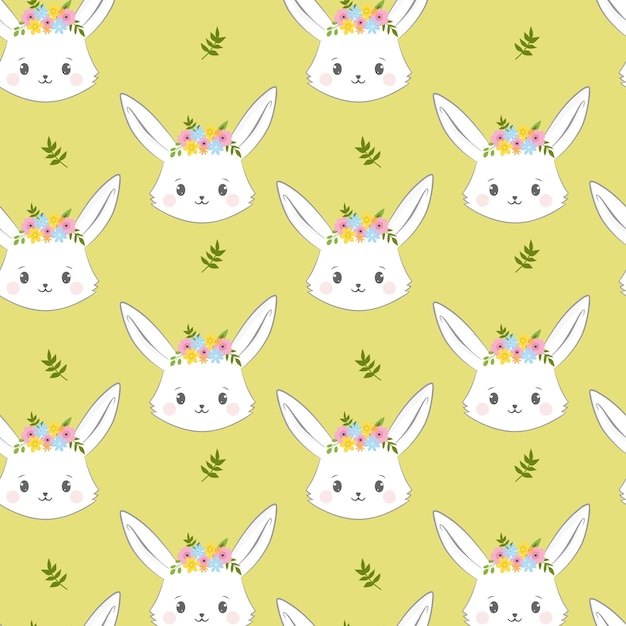 Premium Vector Seamless Pattern With Rabbit Cartoons And Simple