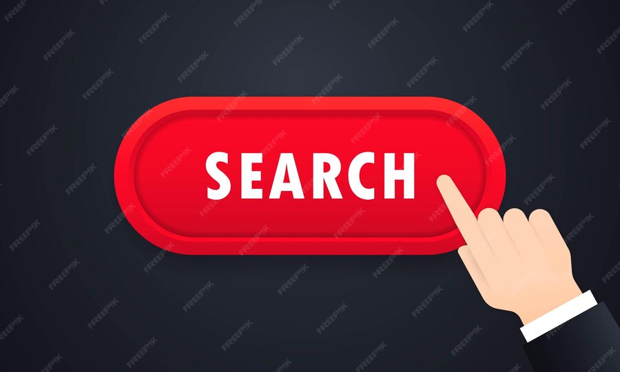 Premium Vector | Search 3d button with hand pointer clicking. hand push ...