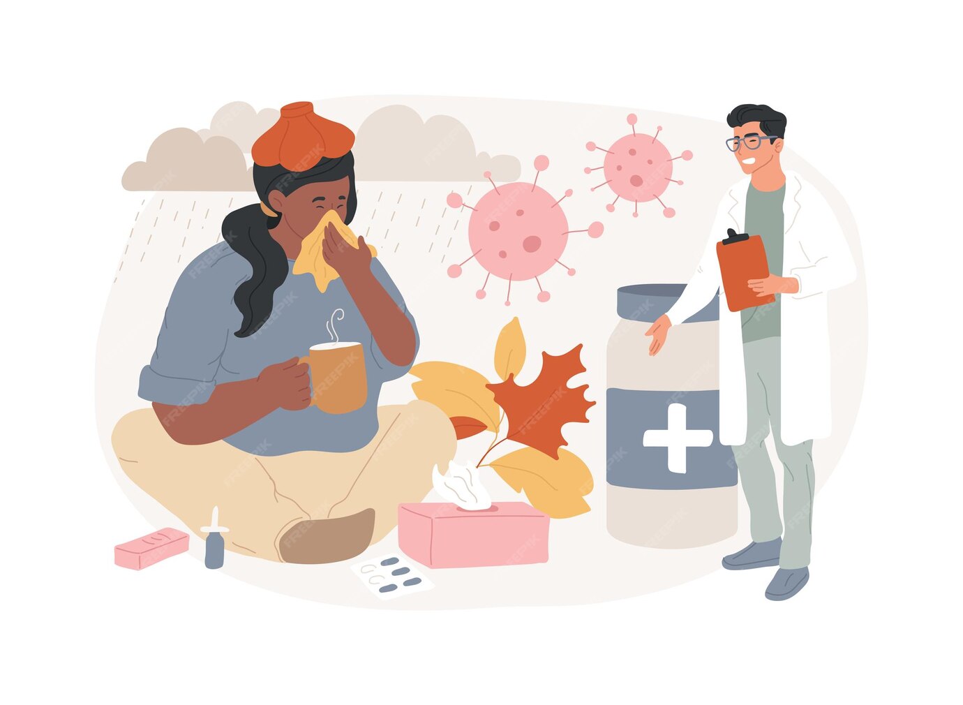 Premium Vector | Seasonal flu isolated concept vector illustration ...