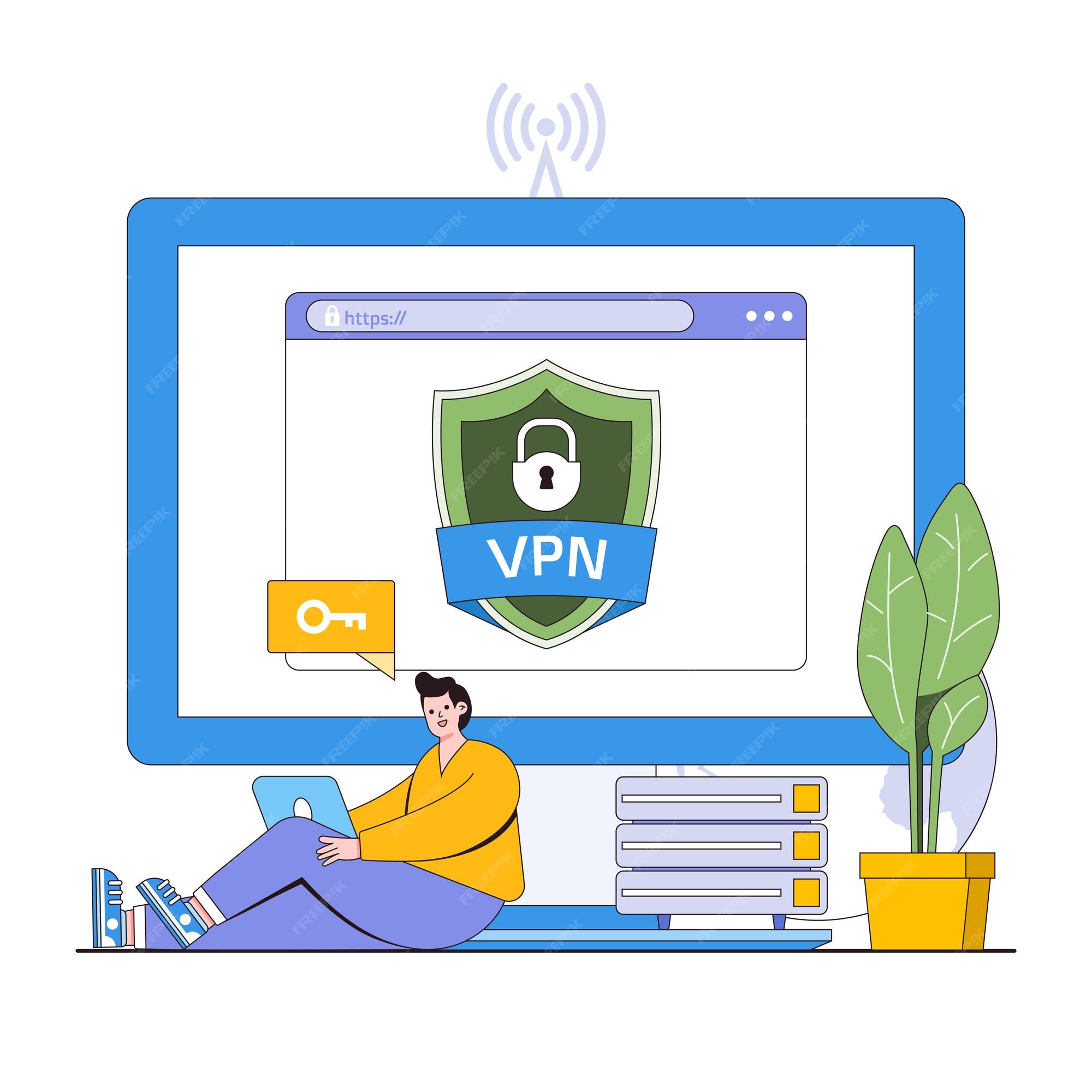 Premium Vector Secure Network Connection Vector Illustration Concept With Characters Vpn Usage