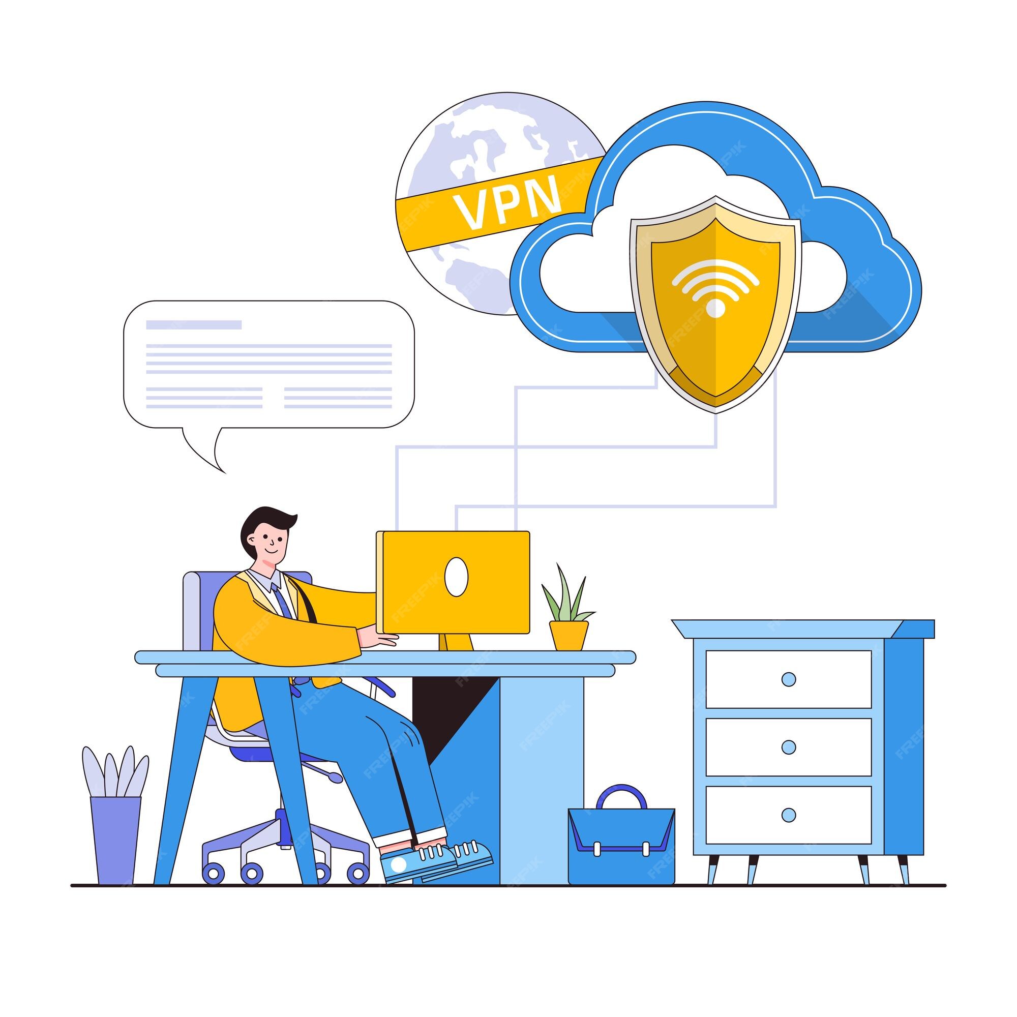 Premium Vector | Secure remote work vector illustration concept with ... Premium Vector | Secure remote work vector illustration concept with ...
