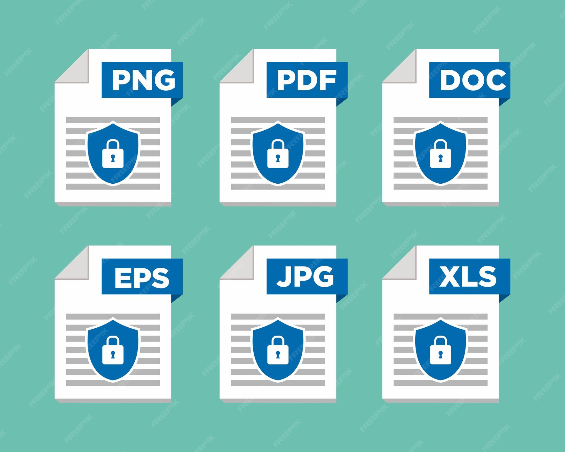 Premium Vector | Security File type icons Format and extension of ...