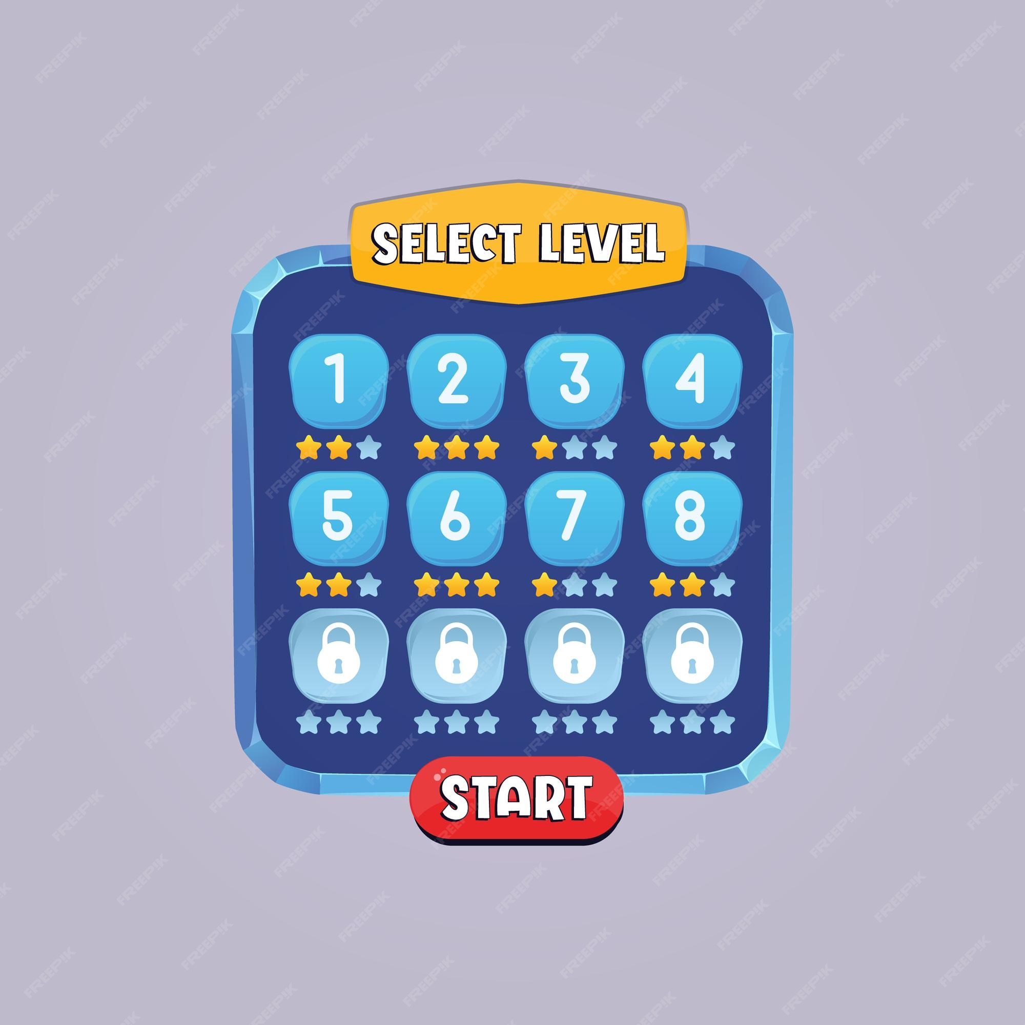 Premium Vector | Select Level menu option UI elements UI kit collection buttons for mobile ...