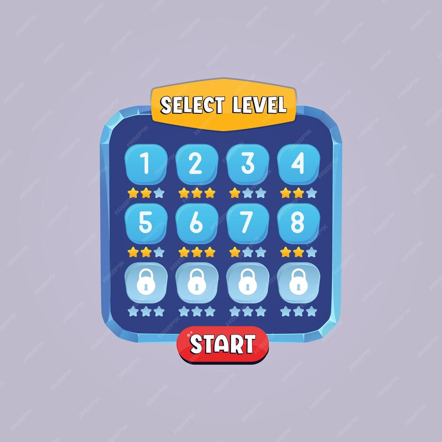 Premium Vector | Select Level menu option UI elements UI kit collection buttons for mobile ...