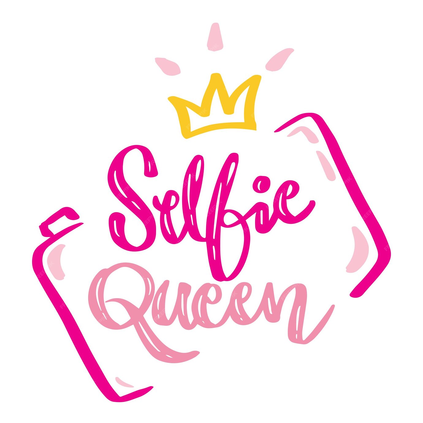 Premium Vector Selfie Queen Hand Lettering Slogan Concept