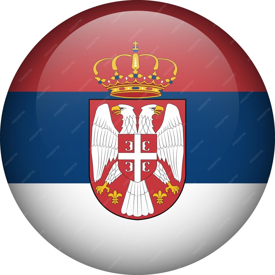 Premium Vector Serbia Flag Button Round Flag Of Serbia Vector Flag Symbol Colors And