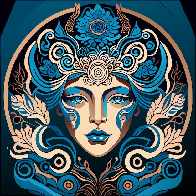 Premium Vector | Serene face enhanced by abstract renaissance art Premium Vector | Serene face enhanced by abstract renaissance art