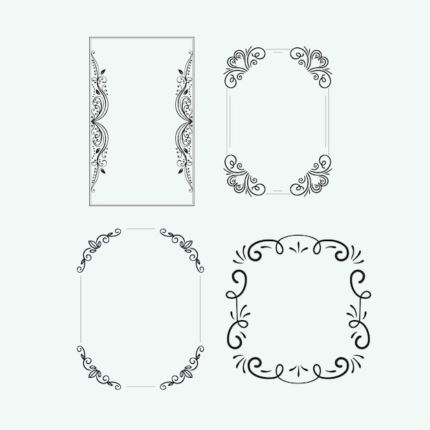 Premium Vector A Series Of Four Images With A Glass And A Decorative Design