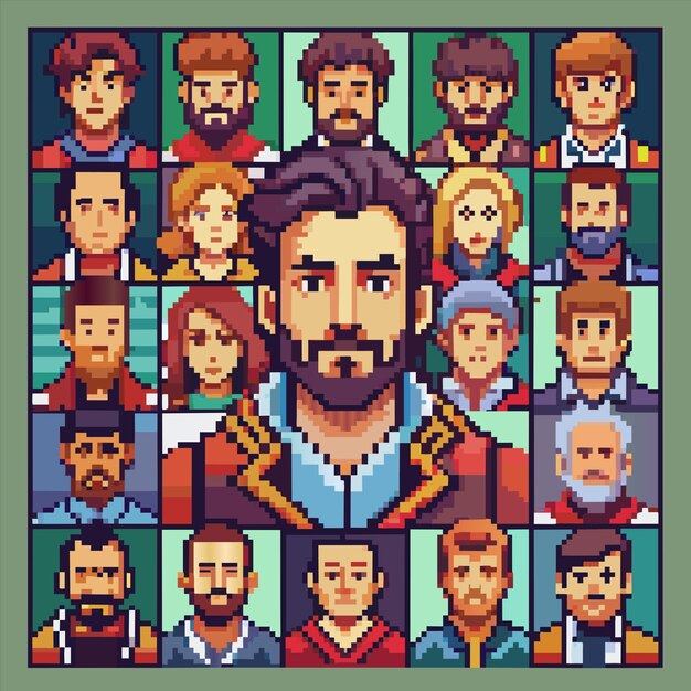 Premium Vector | A series of people with different faces and faces Premium Vector | A series of people with different faces and faces