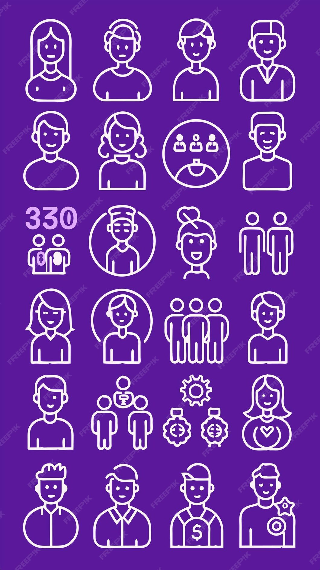 Premium Vector | A series of people with different symbols on them Premium Vector | A series of people with different symbols on them