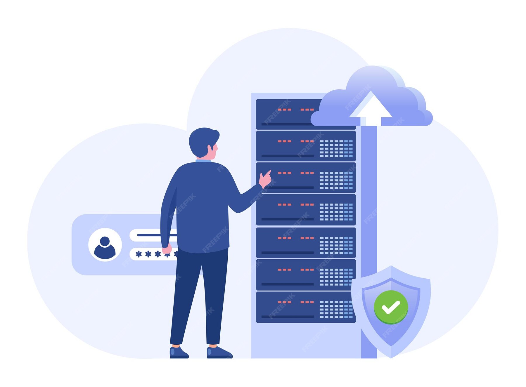 Premium Vector | Server computing database system programming hardware and technology computer ...