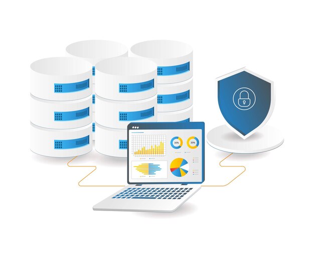 Premium Vector | Server database security analysis Premium Vector | Server database security analysis