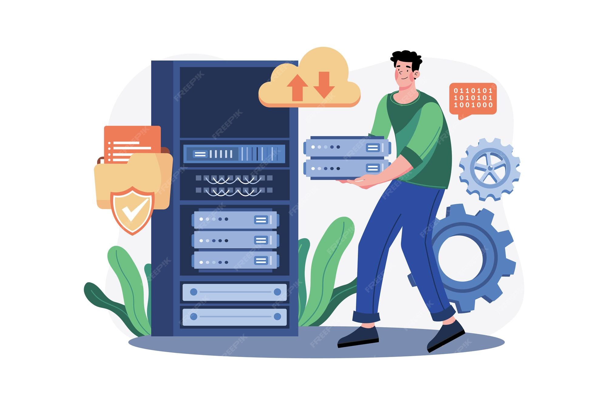 Premium Vector | Server maintenance illustration concept Premium Vector | Server maintenance illustration concept